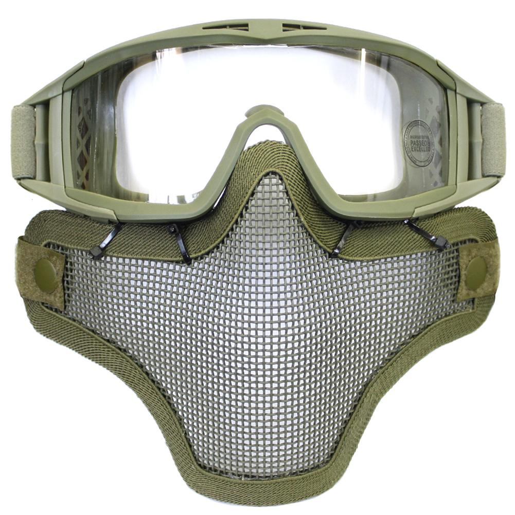 ANM Tactical Airsoft Lower Face Mesh Mask & Goggle Combo Set - Black ...